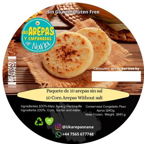 Arepas Paquete x 10 sin sal (Nana Arepa) - ECL Shop